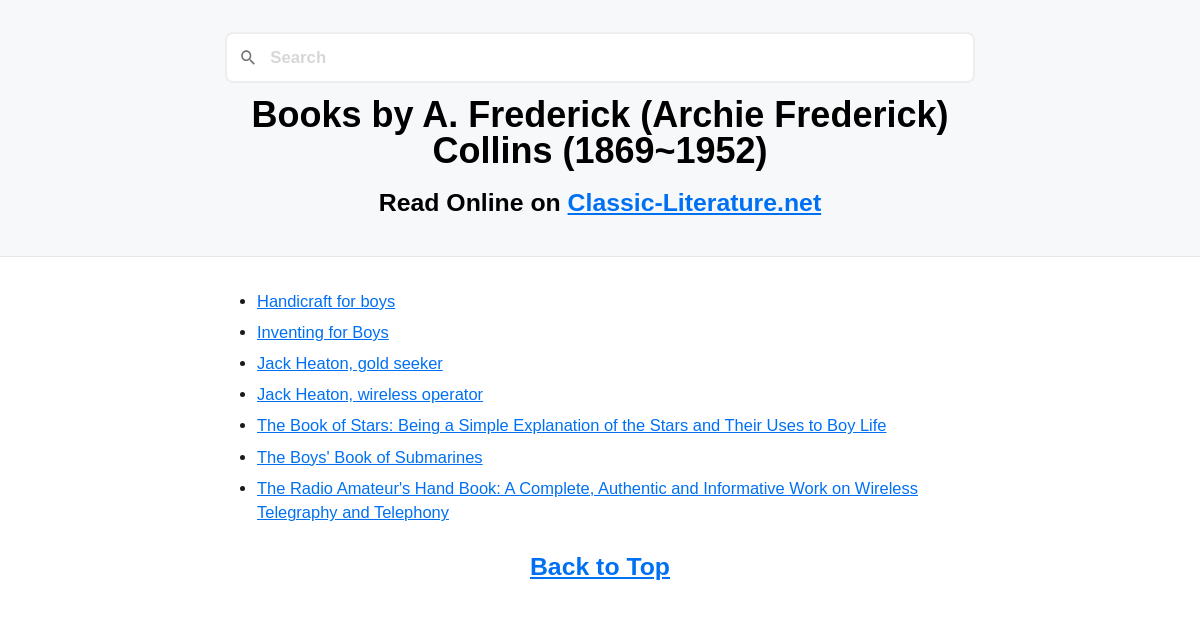 Books by A. Frederick (Archie Frederick) Collins (1869~1952) - Read ...