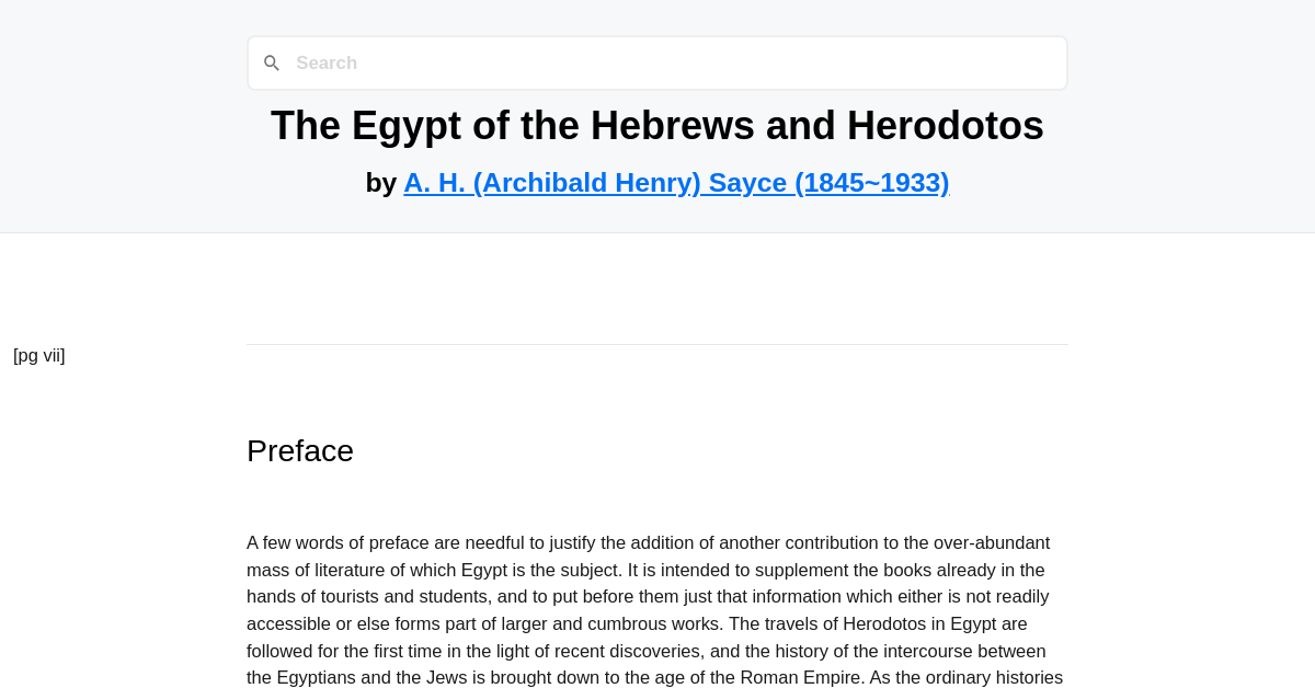 The Egypt of the Hebrews and Herodotos by A. H. (Archibald Henry) Sayce ...