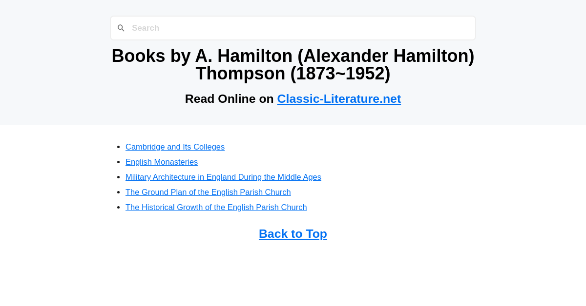 Books by A. Hamilton (Alexander Hamilton) Thompson (1873~1952) - Read ...