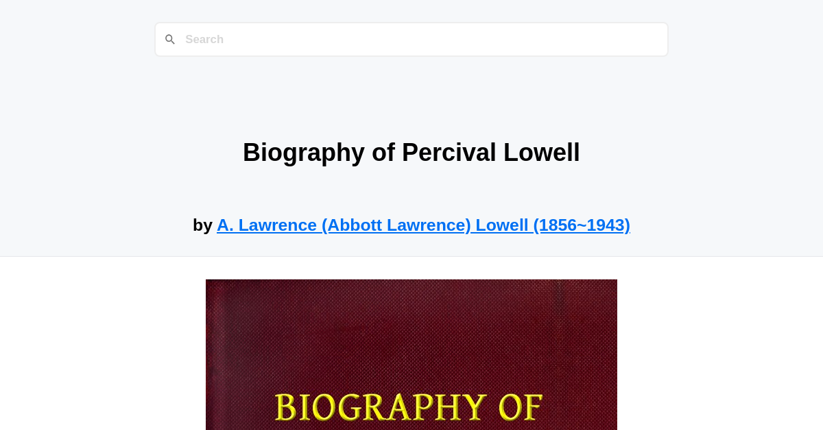 Biography of Percival Lowell