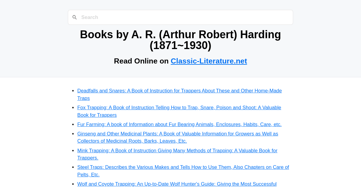 Books by A. R. (Arthur Robert) Harding (1871~1930) - Read Online on ...