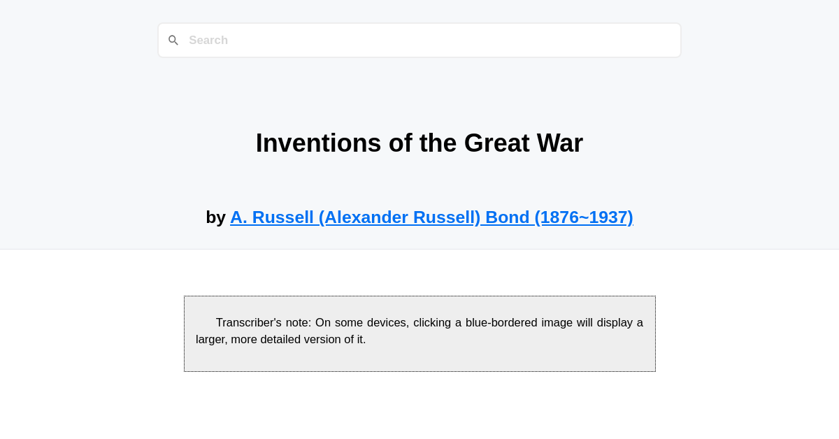 Inventions of the Great War by A. Russell (Alexander Russell) Bond ...