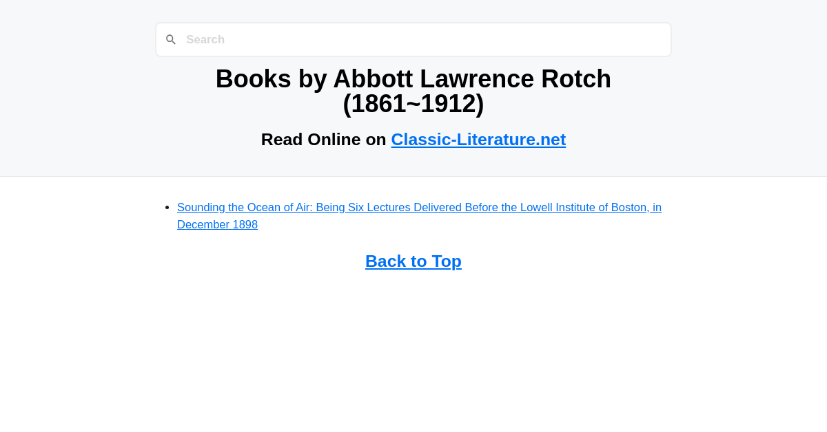 Books by Abbott Lawrence Rotch (1861~1912) - Read Online on Classic-Literature.net