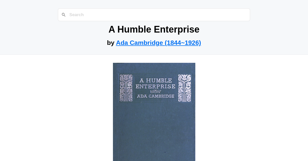 A Humble Enterprise by Ada Cambridge (1844~1926)