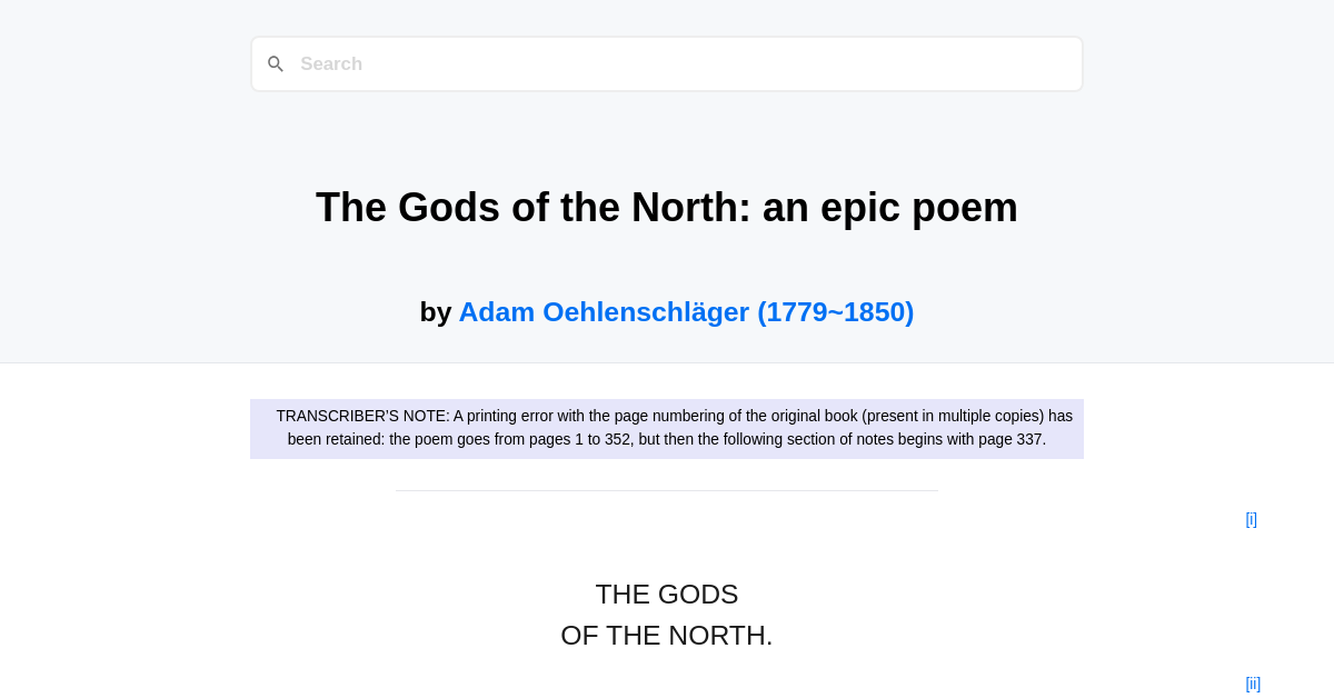 The Gods of the North: an epic poem by Adam Oehlenschläger (1779-1850)