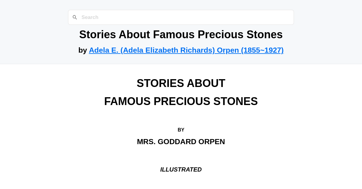 Stories About Famous Precious Stones by Adela E. (Adela Elizabeth ...