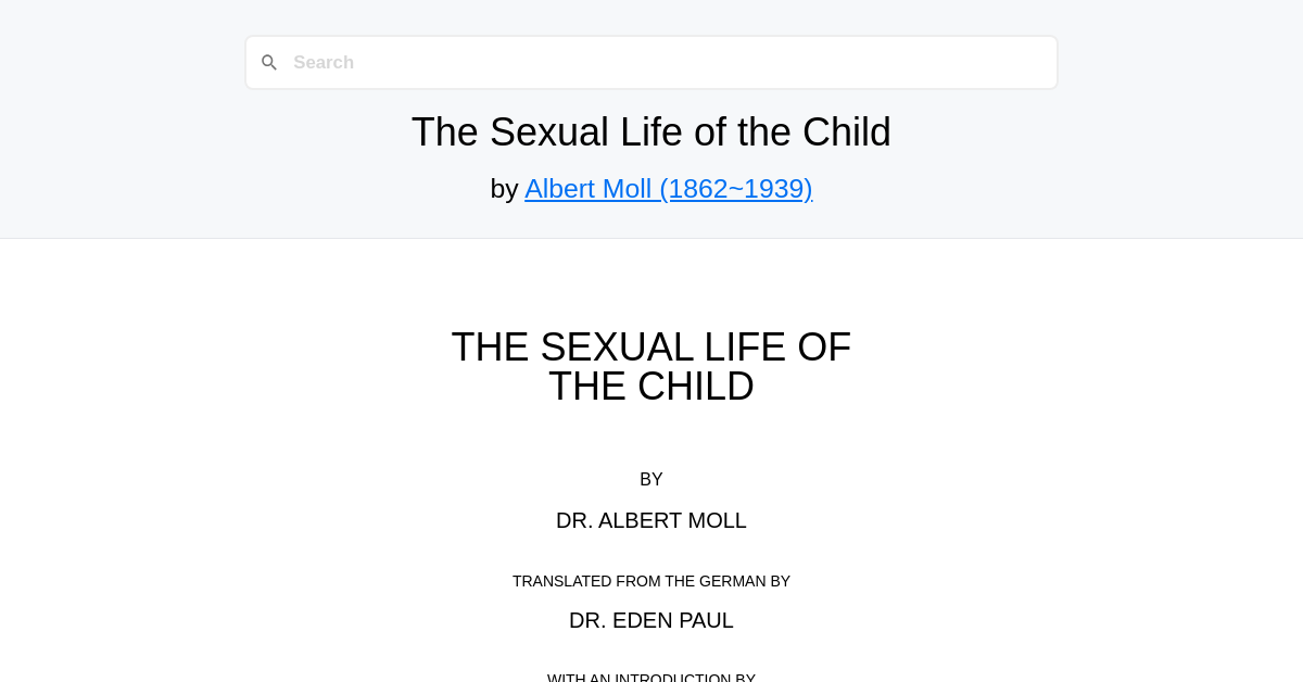 The Sexual Life of the Child by Albert Moll (1862-1939)