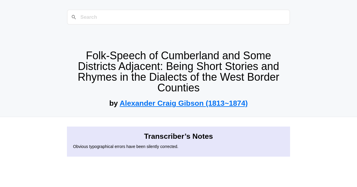 Folk-Speech of Cumberland and Some Districts Adjacent: Being Short ...