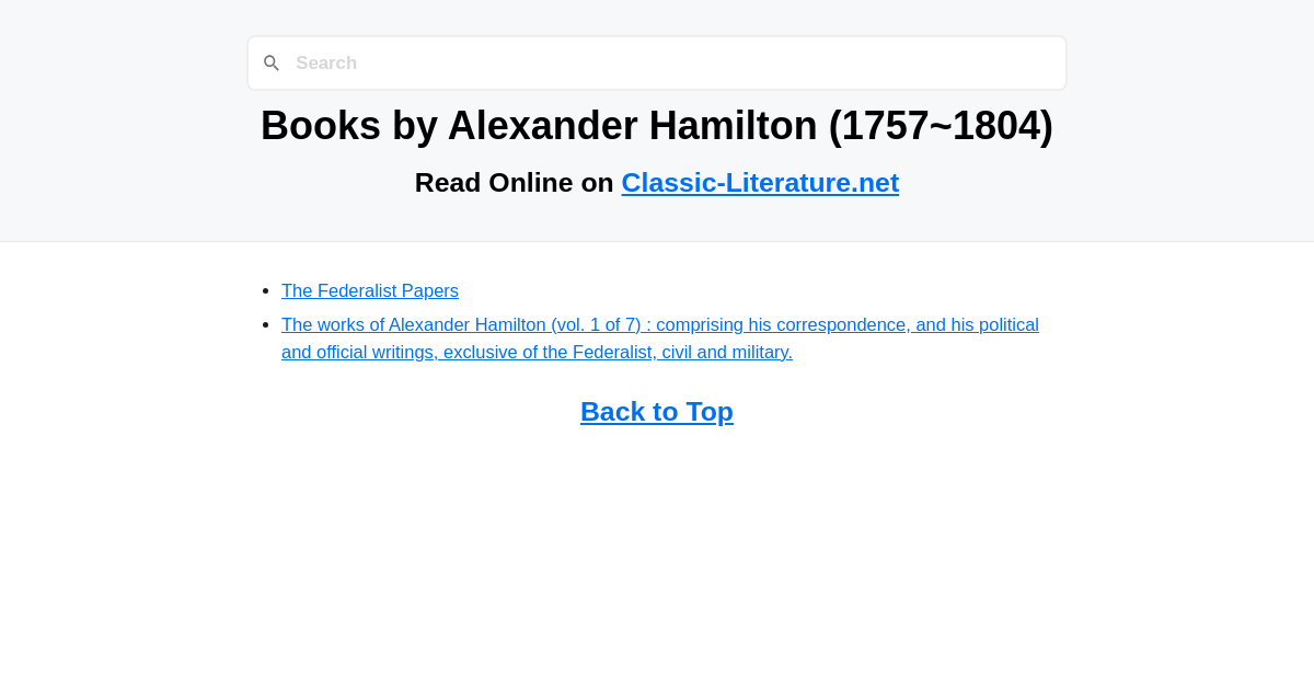 Books by Alexander Hamilton (1757~1804) - Read Online on Classic ...