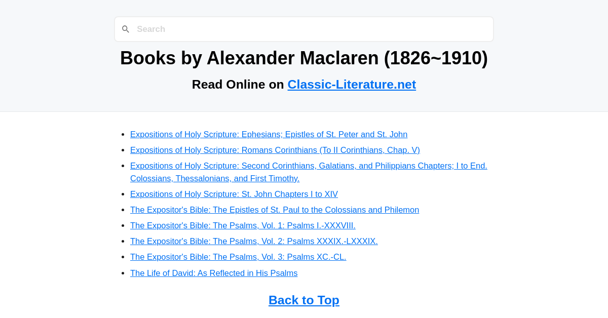Books by Alexander Maclaren (1826-1910) - Read Online on Classic ...