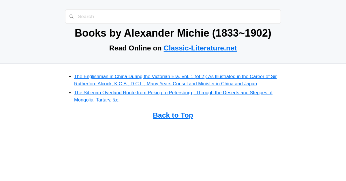 Books by Alexander Michie (1833-1902) - Read Online on Classic ...