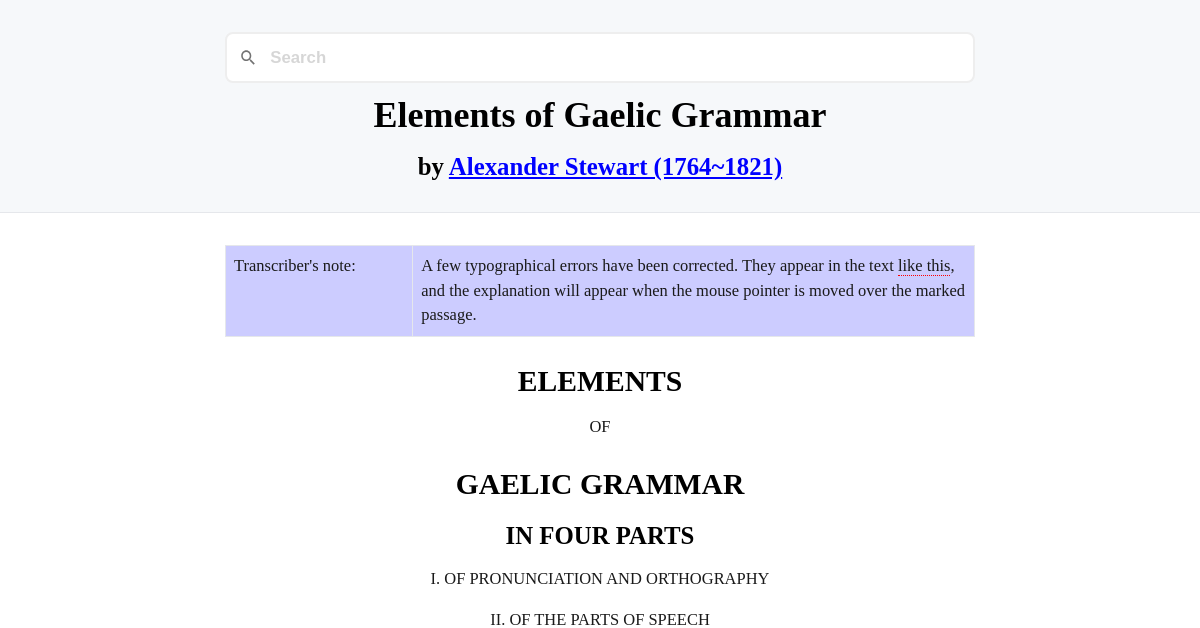 Elements of Gaelic Grammar by Alexander Stewart (1764-1821)