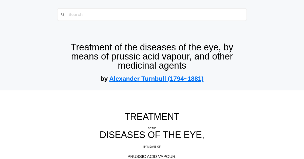 Treatment of the diseases of the eye, by means of prussic acid vapour ...