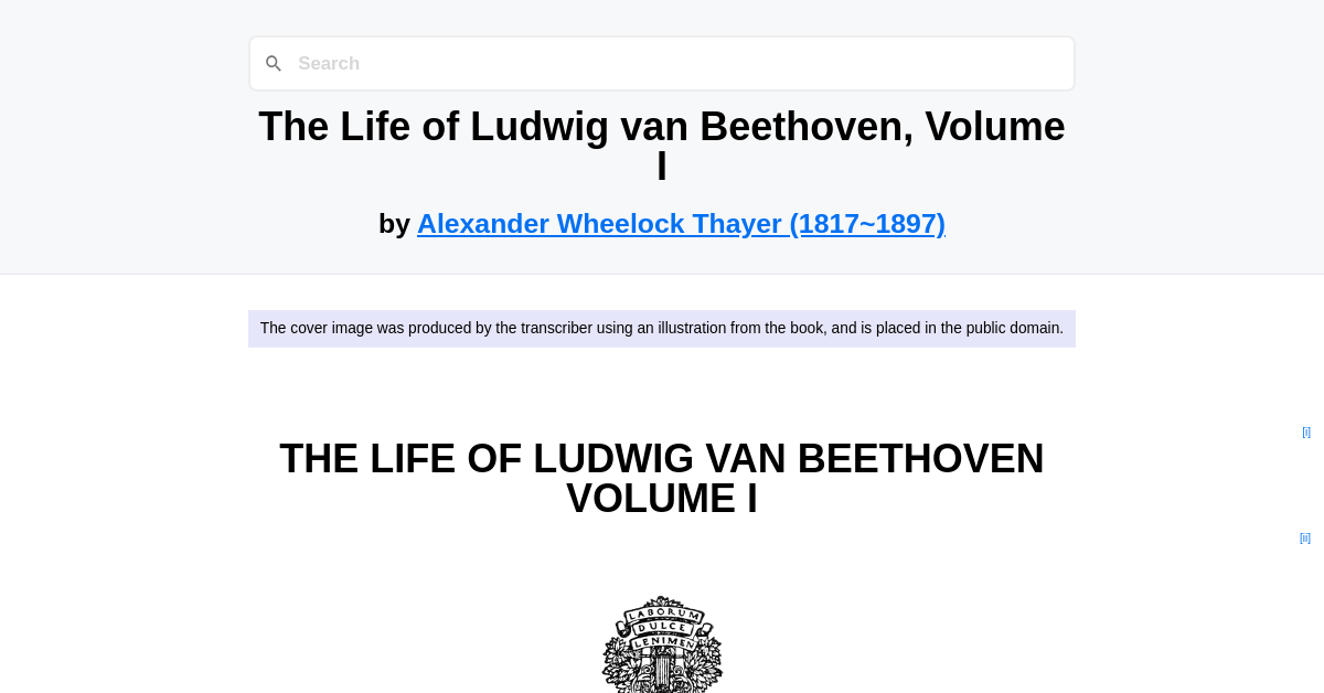The Life of Ludwig van Beethoven, Volume I by Alexander Wheelock Thayer ...