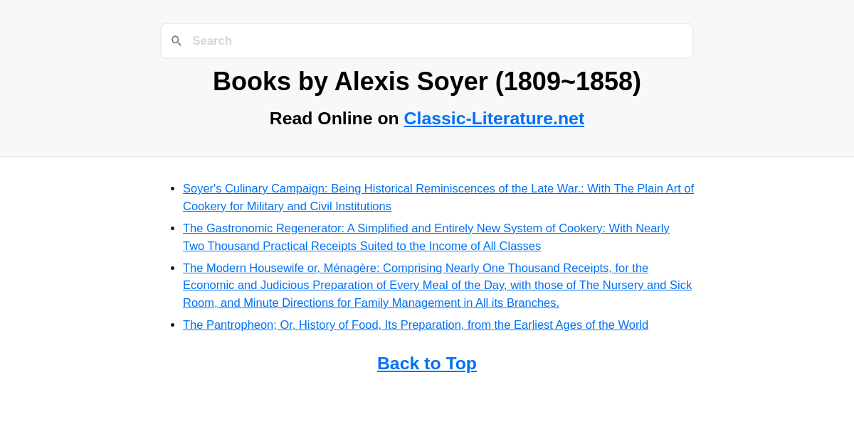 Books by Alexis Soyer (1809~1858) - Read Online on Classic-Literature.net