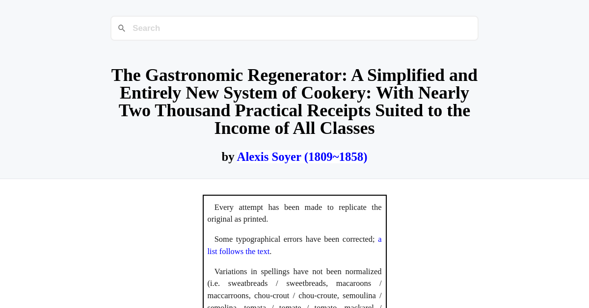 The Gastronomic Regenerator: A Simplified and Entirely New System of ...