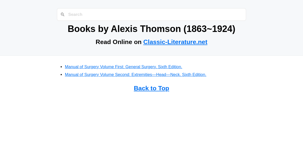 Books by Alexis Thomson (1863~1924) - Read Online on Classic-Literature.net