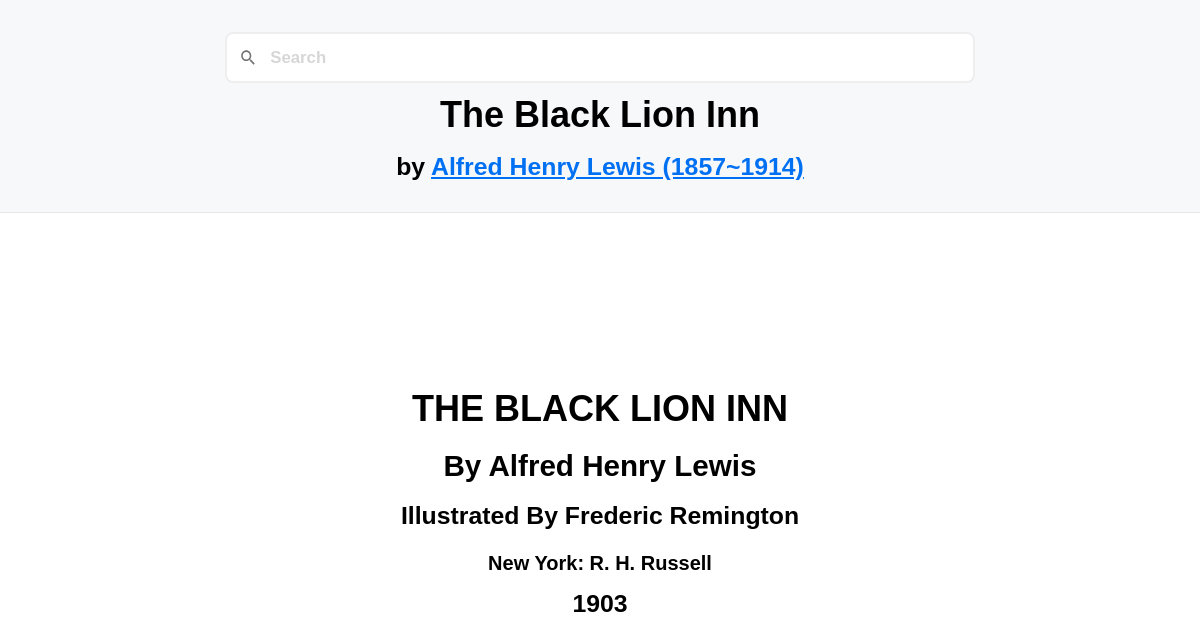 The Black Lion Inn by Alfred Henry Lewis (1857~1914)