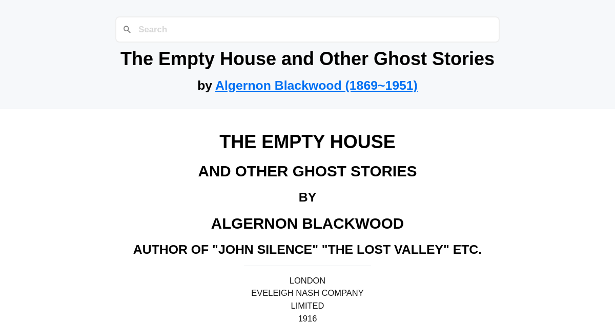 The Empty House and Other Ghost Stories