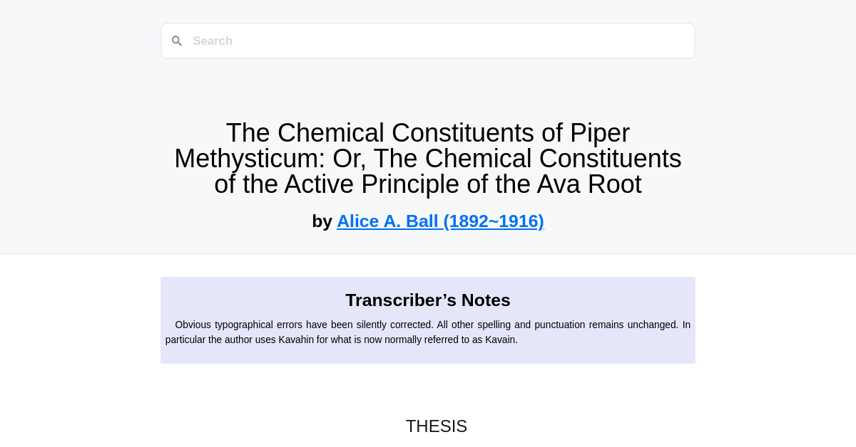 The Chemical Constituents of Piper Methysticum: Or, The Chemical ...
