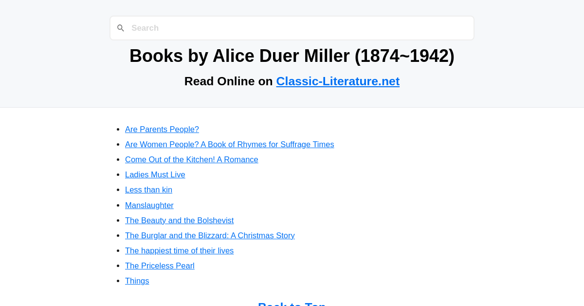 Books by Alice Duer Miller (1874~1942) - Read Online on Classic ...