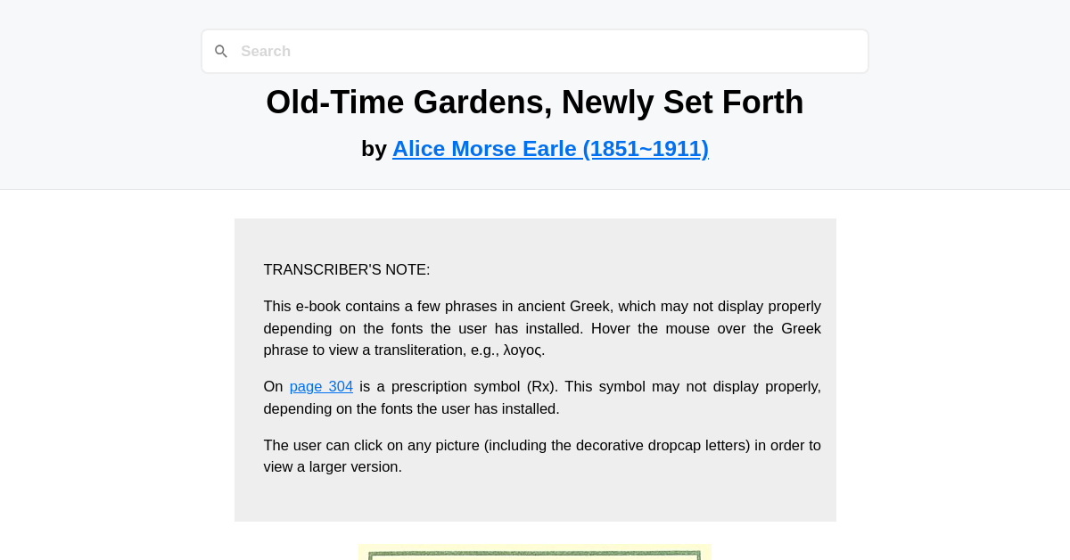 Old-Time Gardens, Newly Set Forth by Alice Morse Earle (1851~1911)