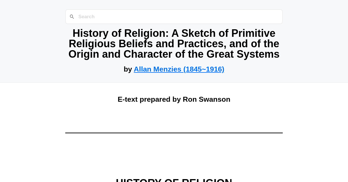 History of Religion: A Sketch of Primitive Religious Beliefs and ...