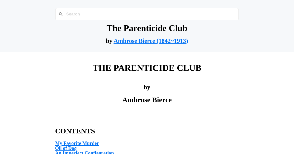 The Parenticide Club by Ambrose Bierce (1842~1913)