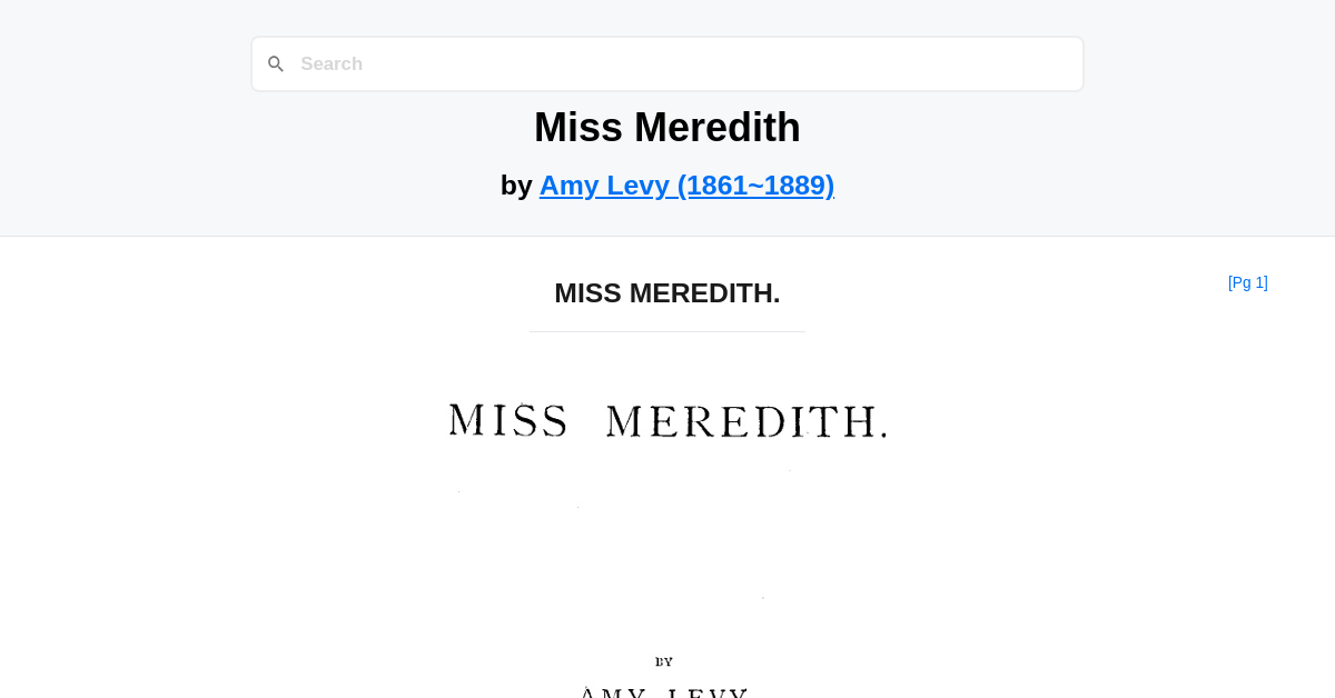 Miss Meredith by Amy Levy (1861~1889)