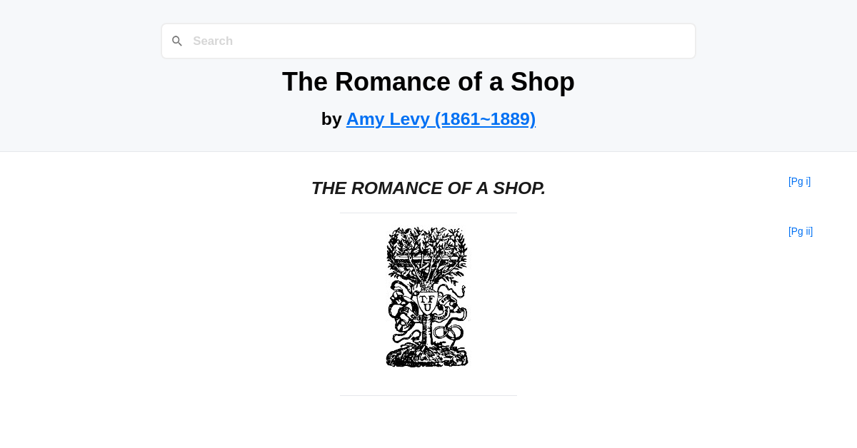 The Romance of a Shop by Amy Levy (1861~1889)