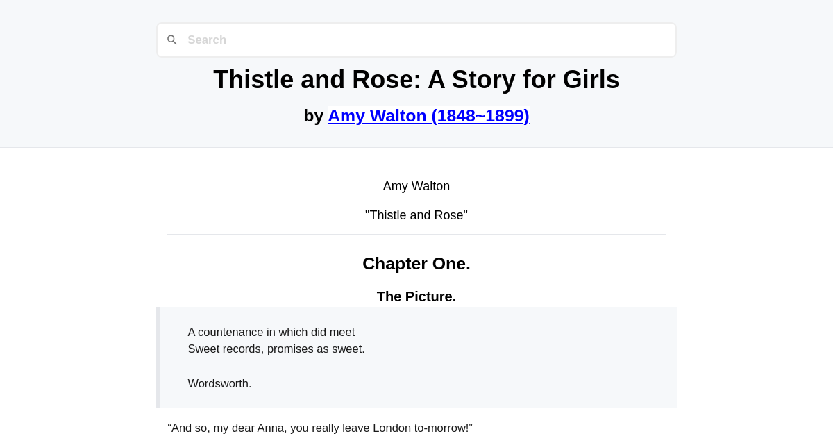 Thistle and Rose: A Story for Girls by Amy Walton (1848~1899)
