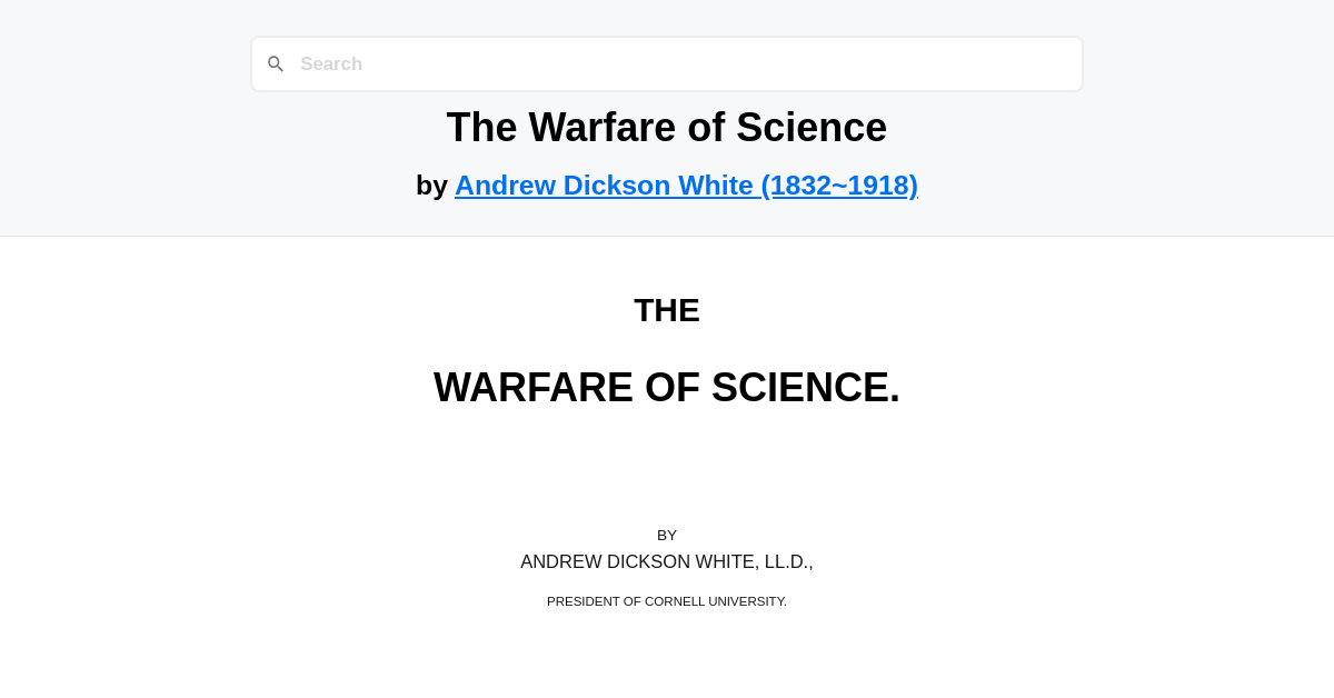 The Warfare of Science