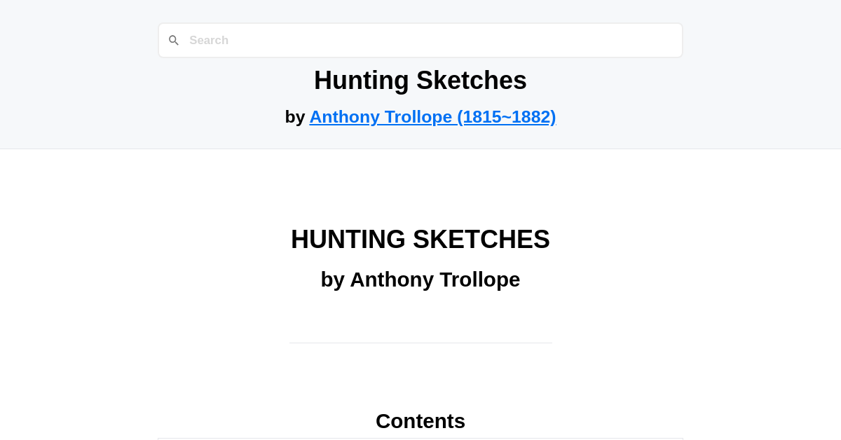Hunting Sketches by Anthony Trollope (1815~1882)