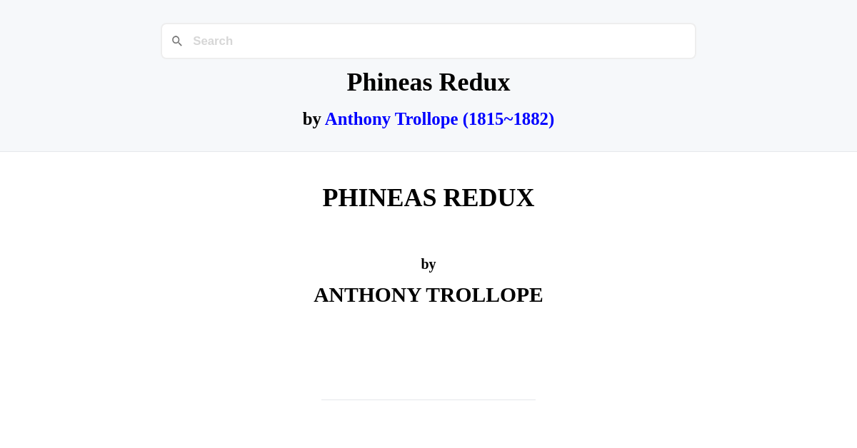 Phineas Redux by Anthony Trollope (1815~1882)