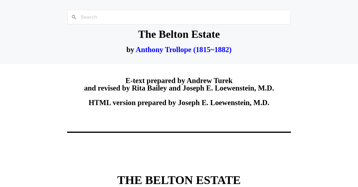 The Belton Estate by Anthony Trollope (1815~1882)