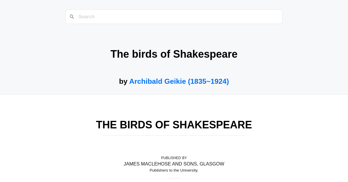 The birds of Shakespeare