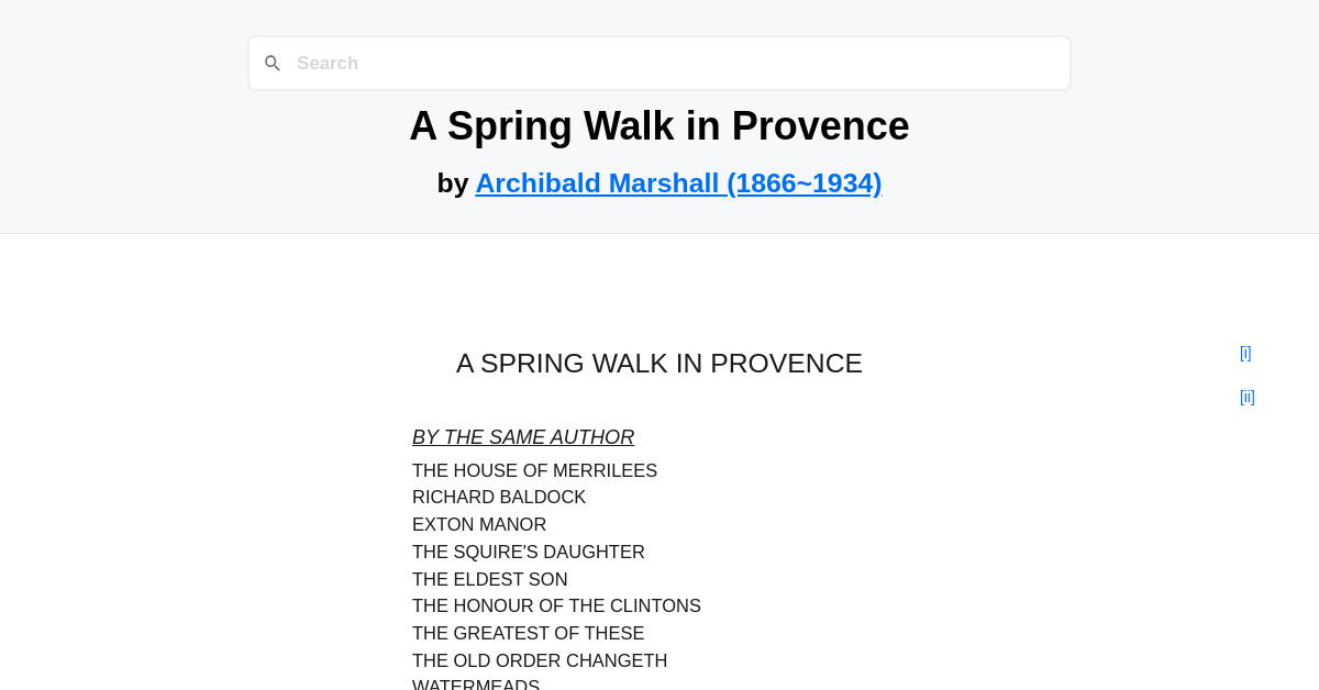 A Spring Walk in Provence by Archibald Marshall (1866~1934)