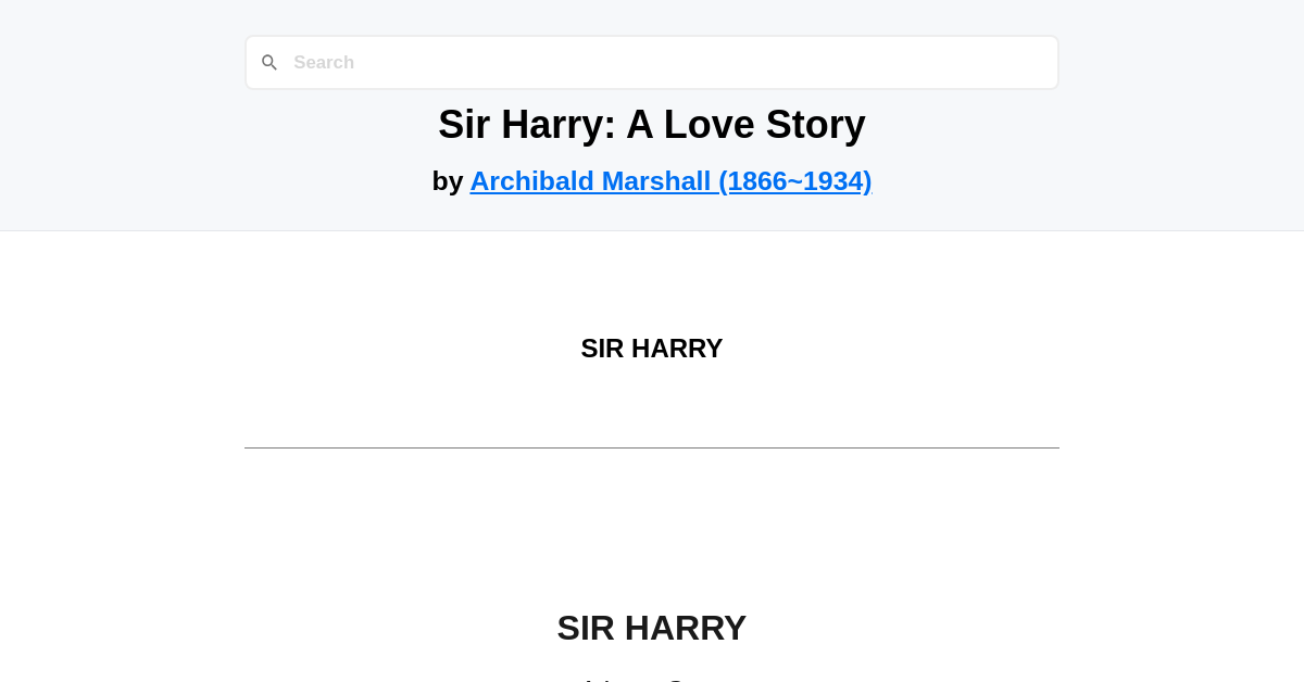 Sir Harry: A Love Story