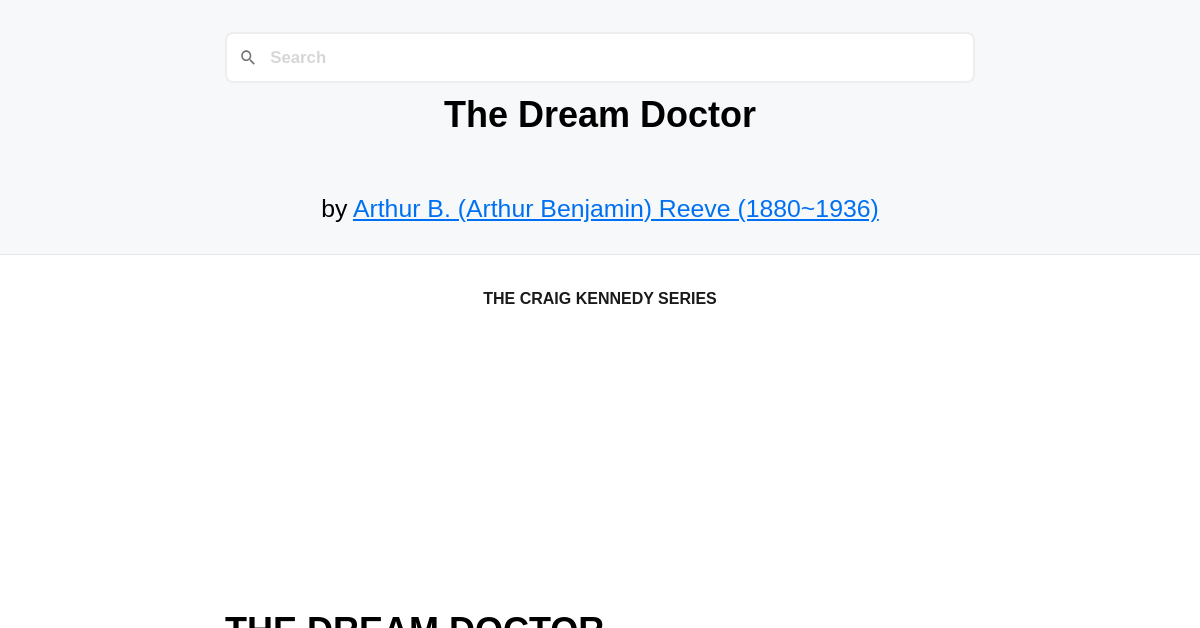 The Dream Doctor by Arthur B. (Arthur Benjamin) Reeve (1880~1936)
