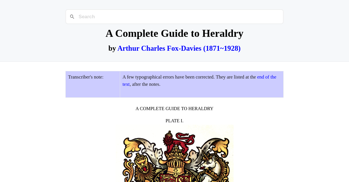 A Complete Guide to Heraldry by Arthur Charles Fox-Davies (1871~1928)