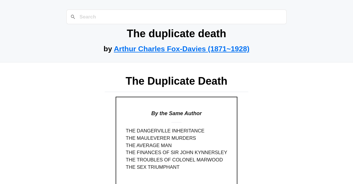 The duplicate death by Arthur Charles Fox-Davies (1871~1928)