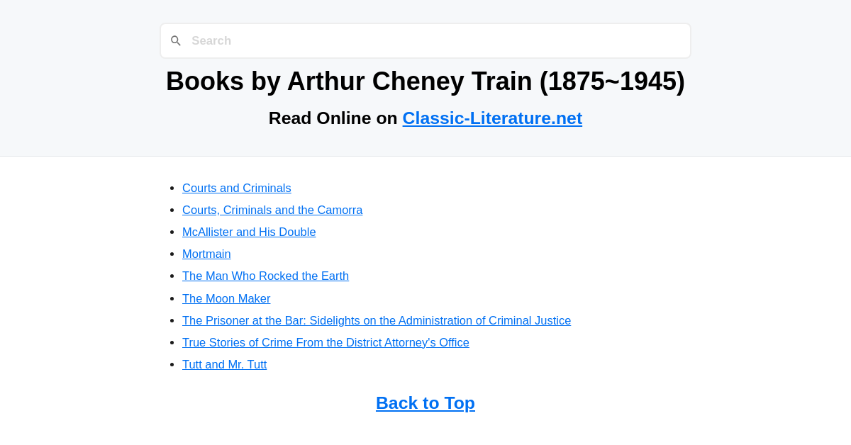Books by Arthur Cheney Train (1875~1945) - Read Online on Classic ...