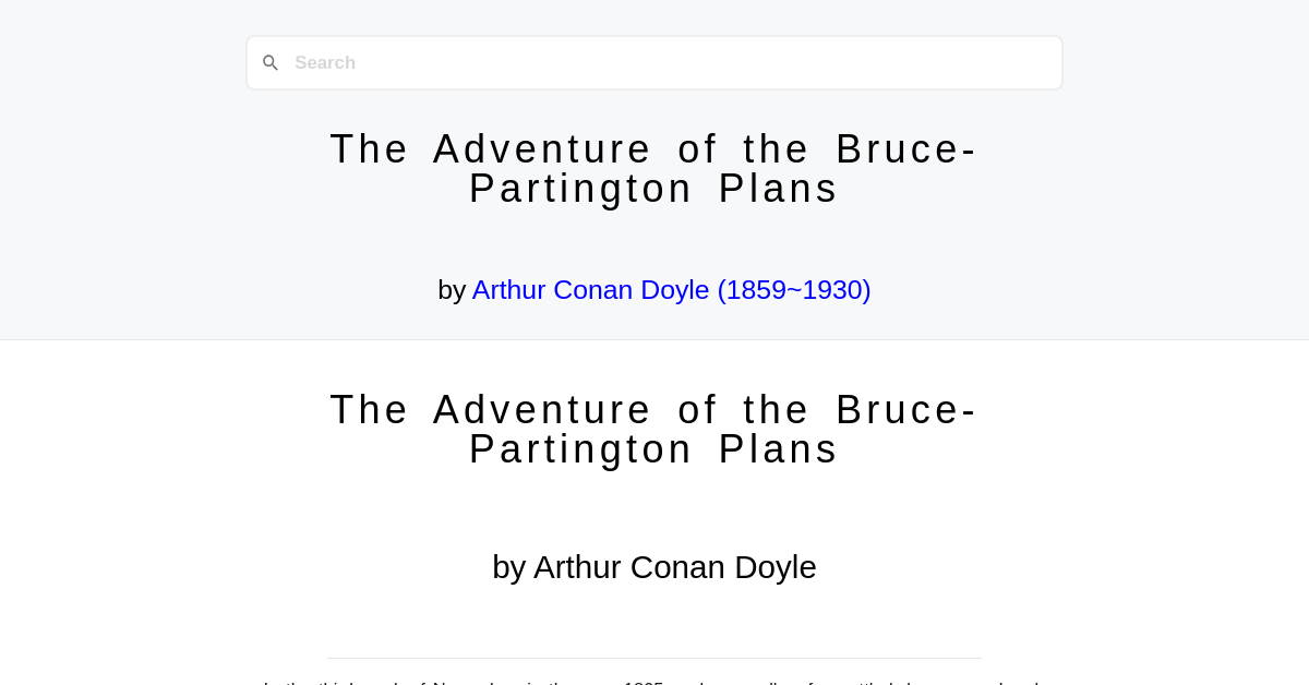 The Adventure of the Bruce-Partington Plans by Arthur Conan Doyle (1859 ...