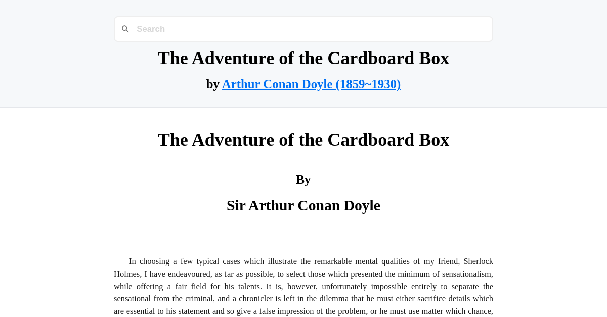 The Adventure of the Cardboard Box