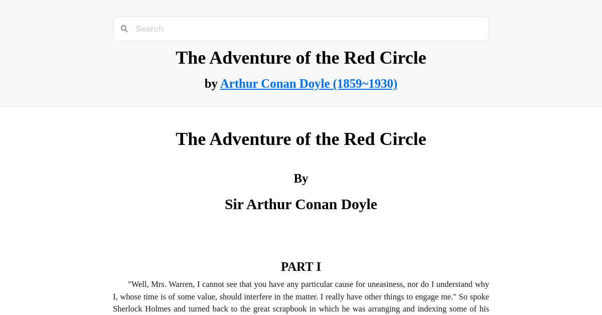 The Adventure of the Red Circle by Arthur Conan Doyle (1859~1930)
