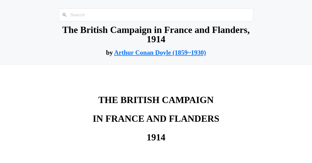 The British Campaign in France and Flanders, 1914 by Arthur Conan Doyle ...