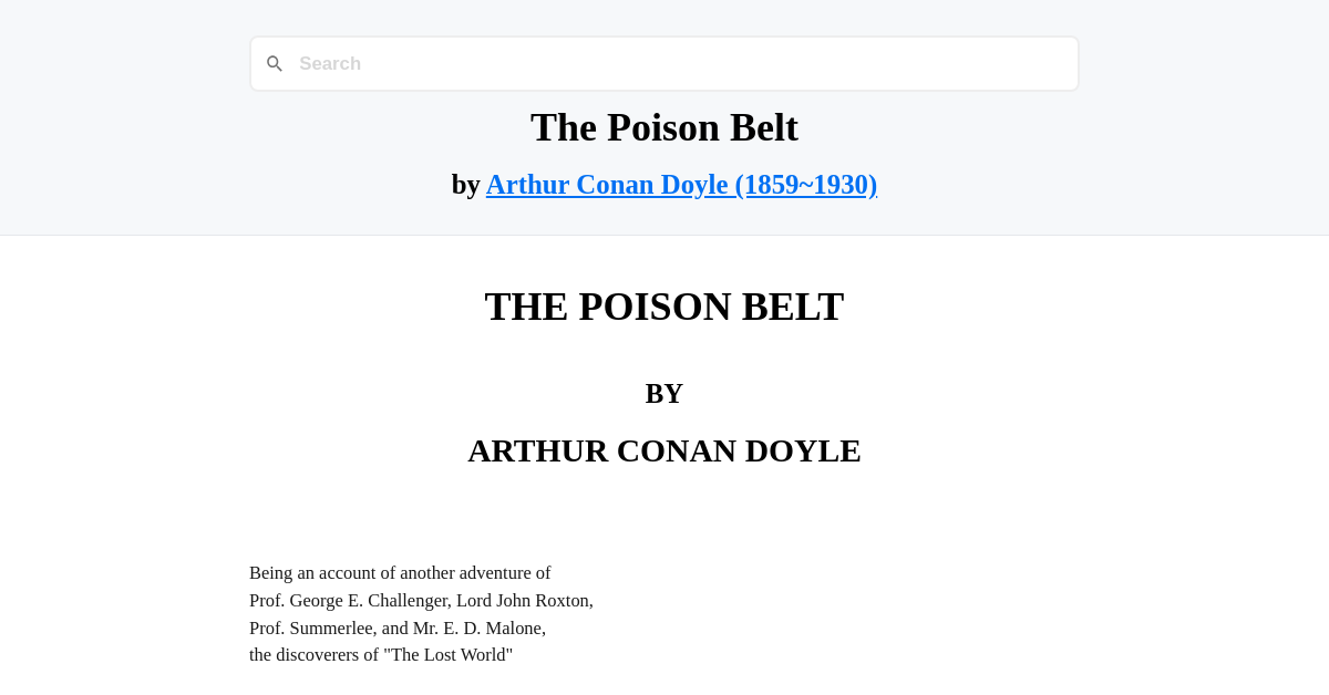 The Poison Belt by Arthur Conan Doyle (1859-1930)