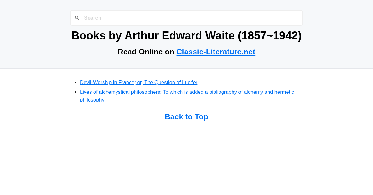 Books by Arthur Edward Waite (1857~1942) - Read Online on Classic ...