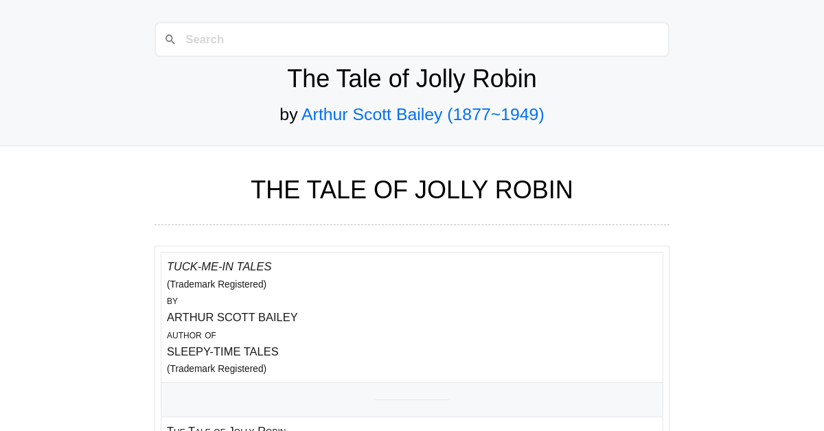 The Tale of Jolly Robin by Arthur Scott Bailey (1877~1949)