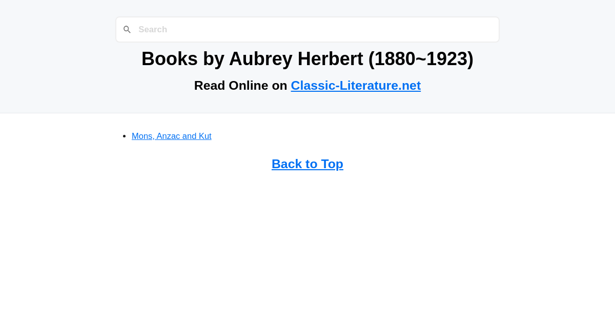 Books by Aubrey Herbert (1880~1923) - Read Online on Classic-Literature.net